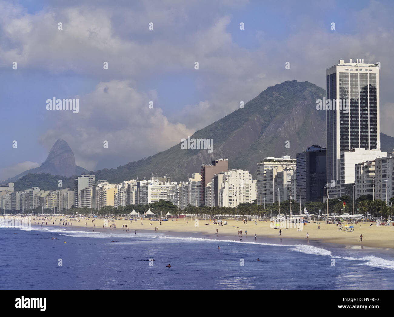 Brazil, City of Rio de Janeiro, View of the Copacabana Beach Stock ...
