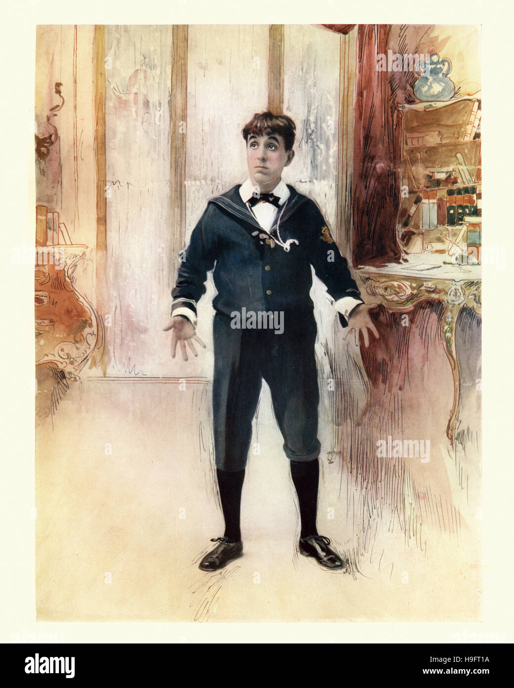 Edwardian actor Weedon Grossmith in The New Boy. An English writer ...