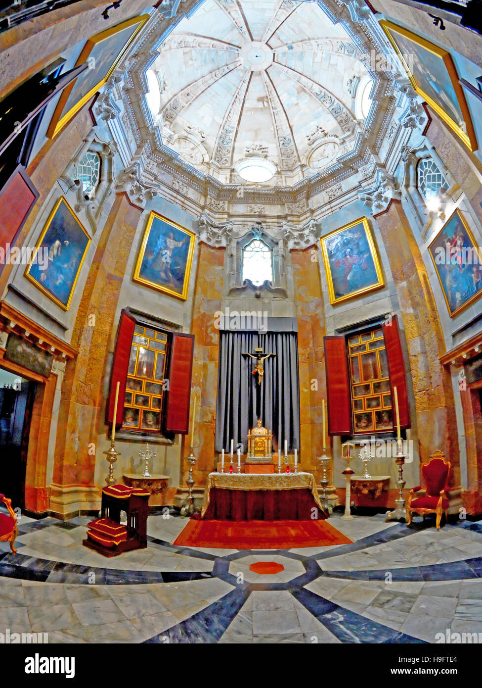 Cadiz cathedral side altar detail paintings and chairs roof detail ...