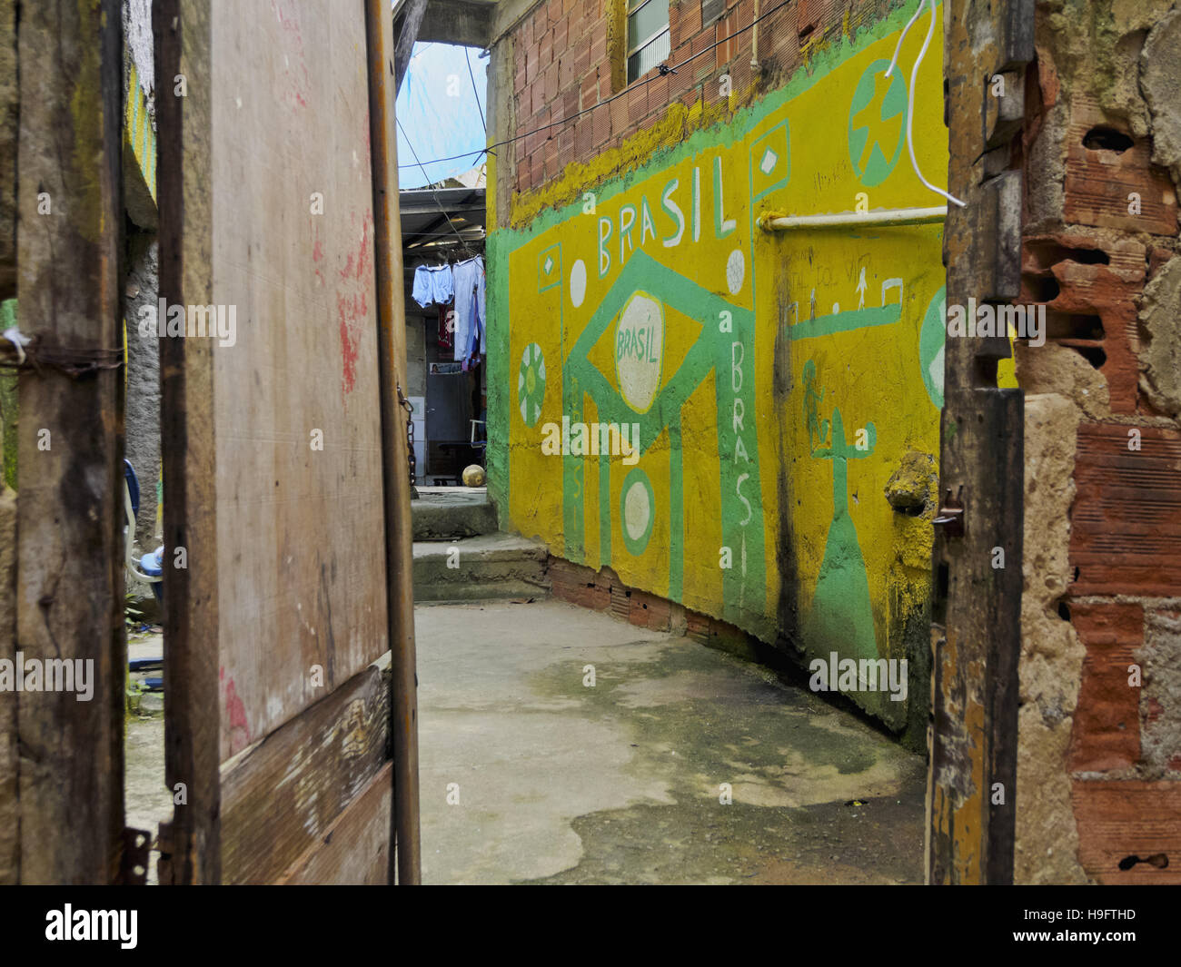 Brazil, City of Rio de Janeiro, Mural painting inside of the Favela ...