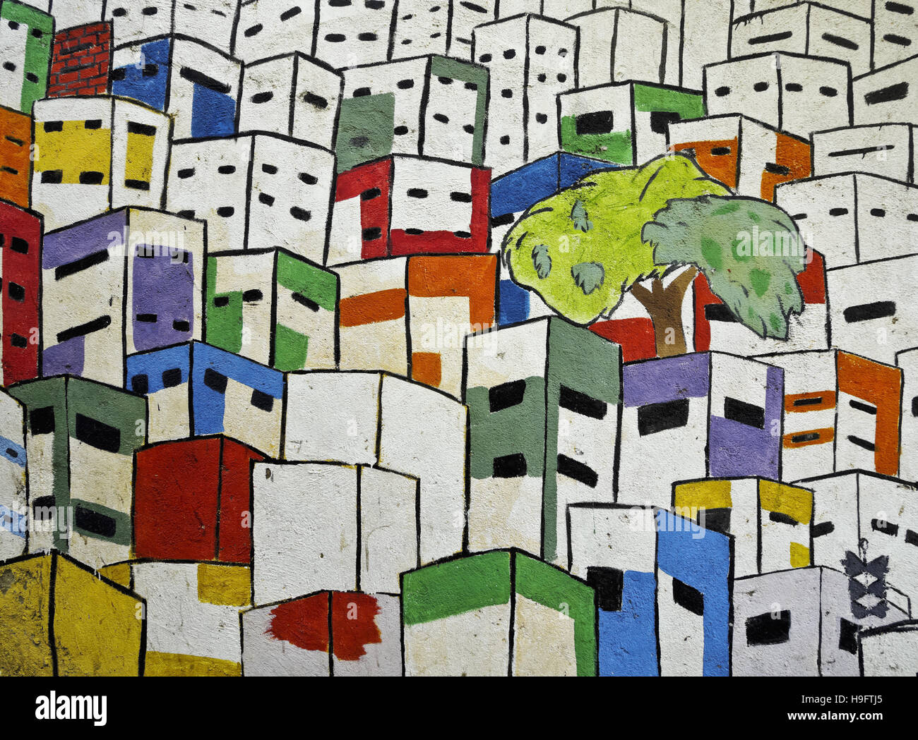 Brazil, City of Rio de Janeiro, Mural painting inside of the Favela ...