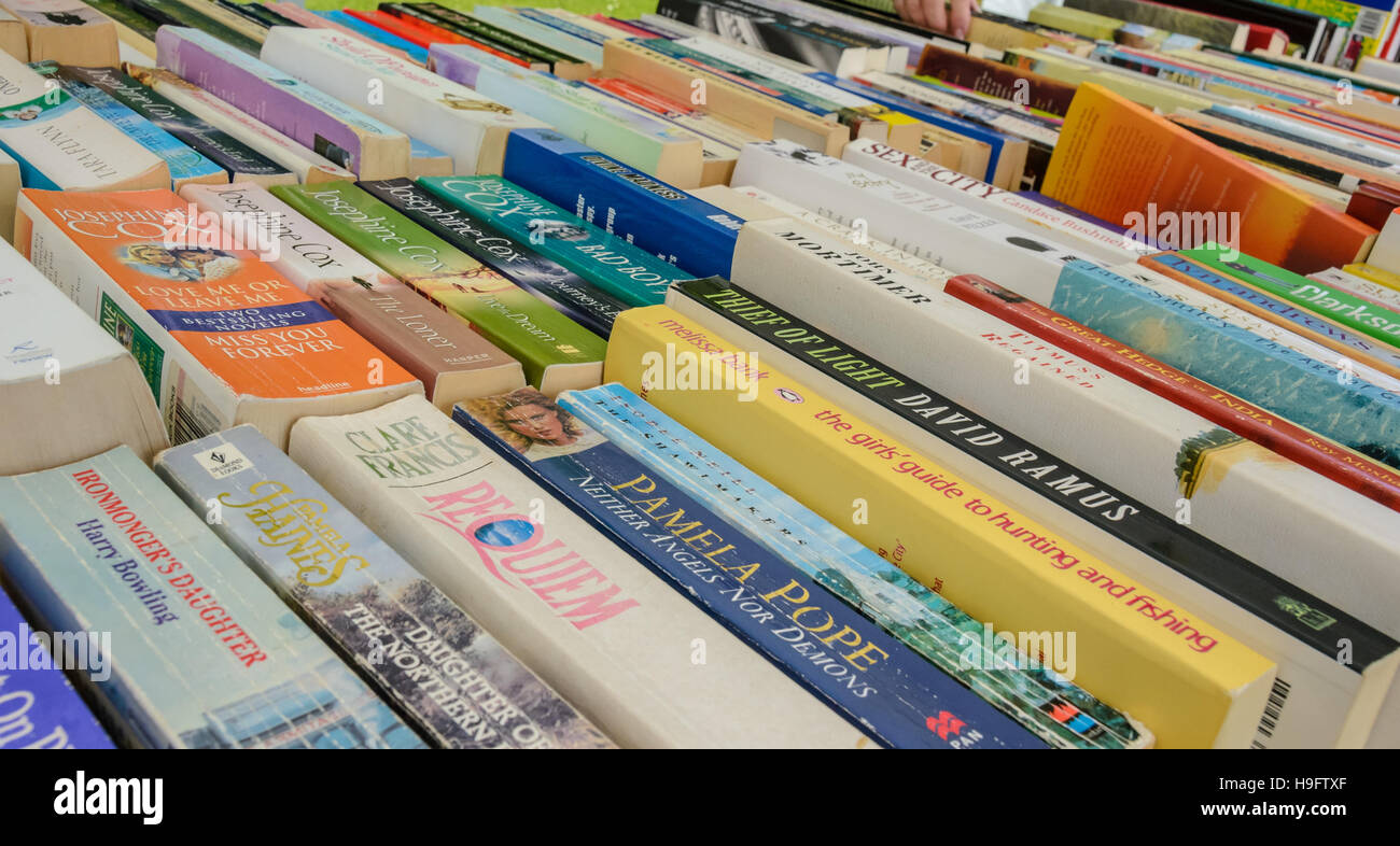 Second hand Books for sale on stall Stock Photo - Alamy