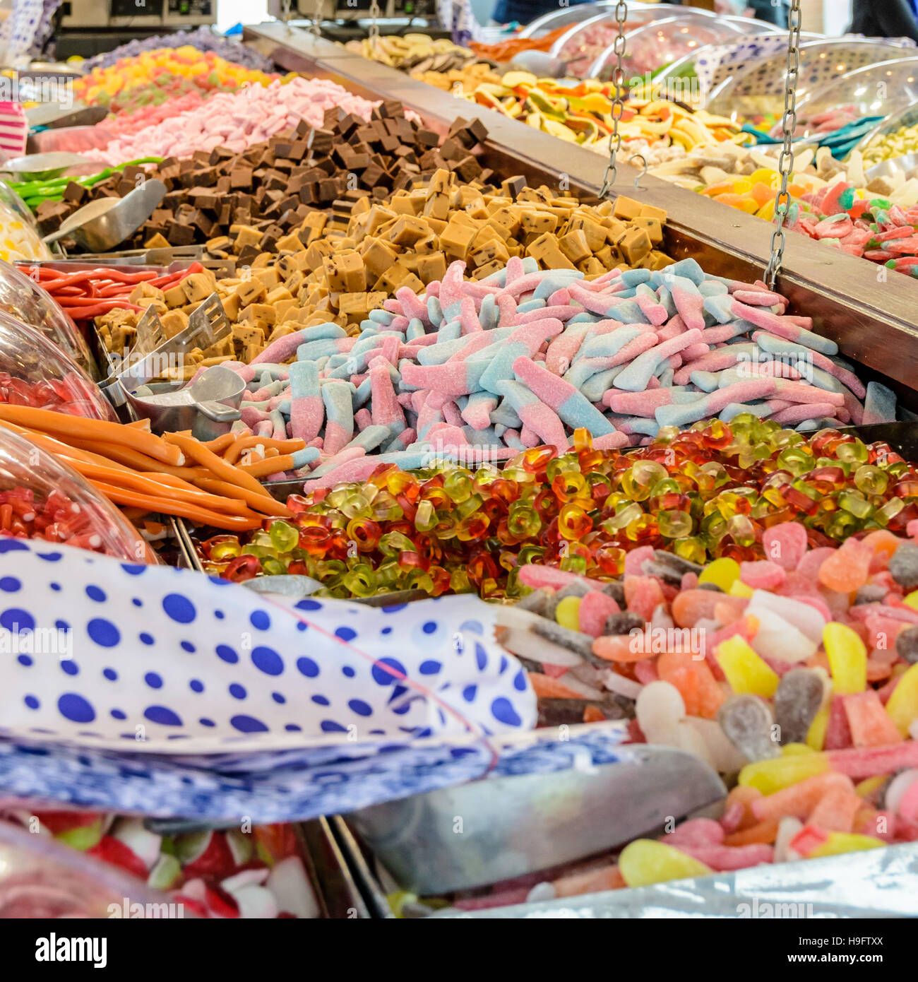 Sweet Stall on Market Stock Photo - Alamy