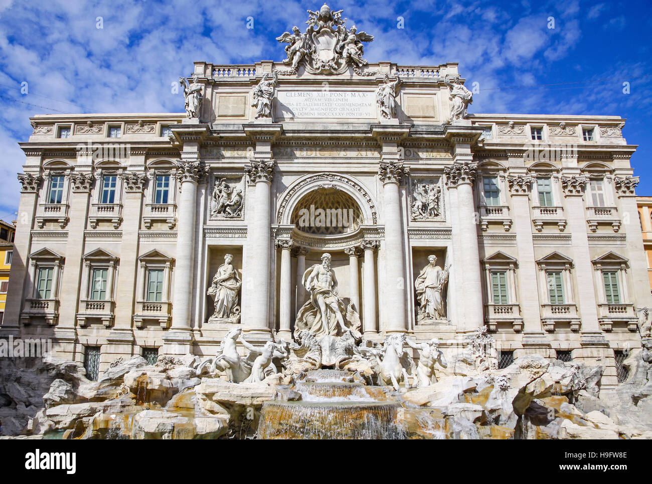 Trevi Fountain in Rome, Italy. The largest Baroque fountain in the city ...
