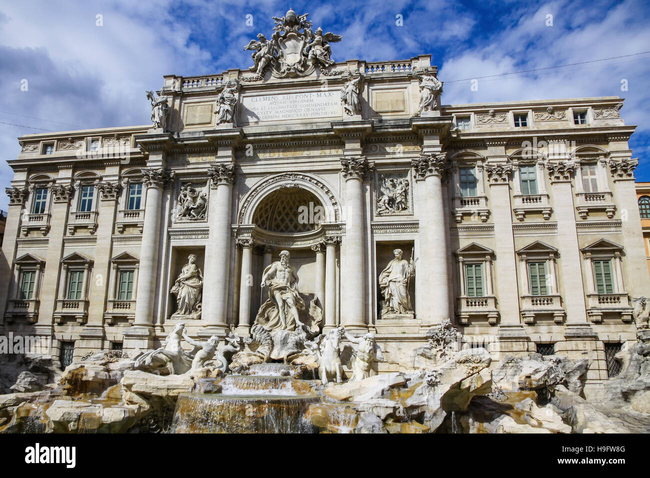 Trevi Fountain in Rome, Italy. The largest Baroque fountain in the city ...