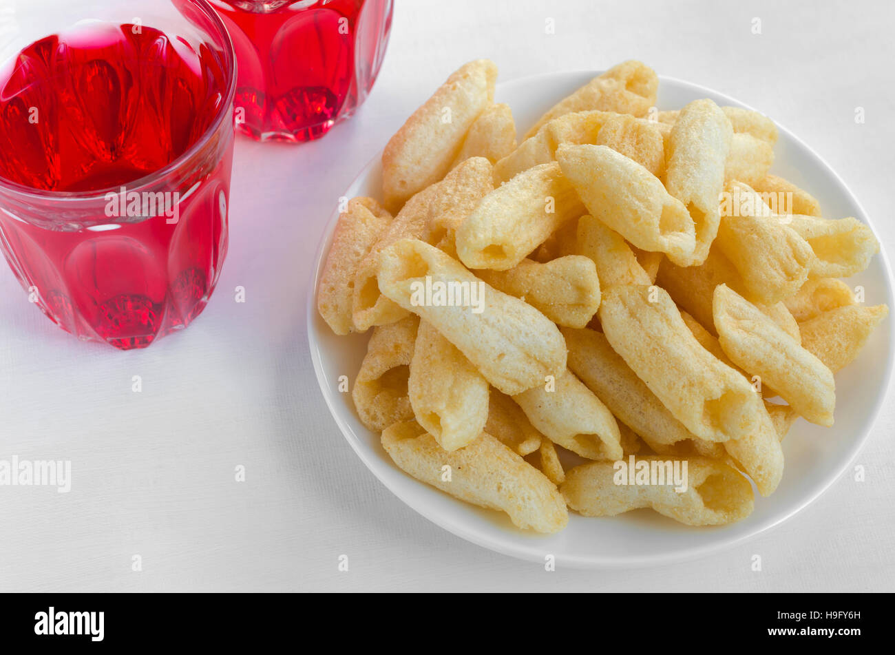 Crispy Snack with Drink for Relaxing Time Stock Photo - Alamy