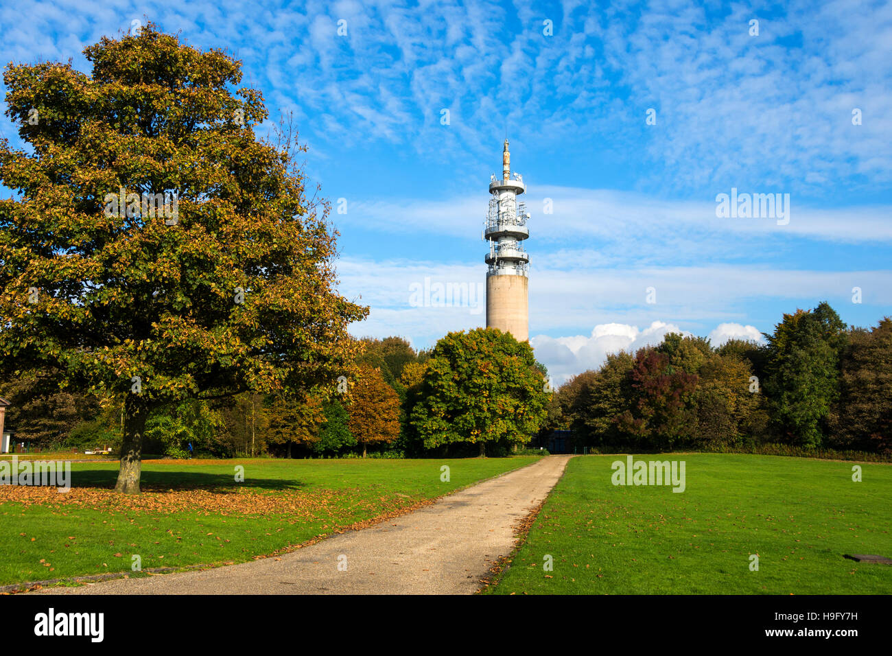 Heaton Park BT Tower. A communications tower at Heaton Park, Manchester ...