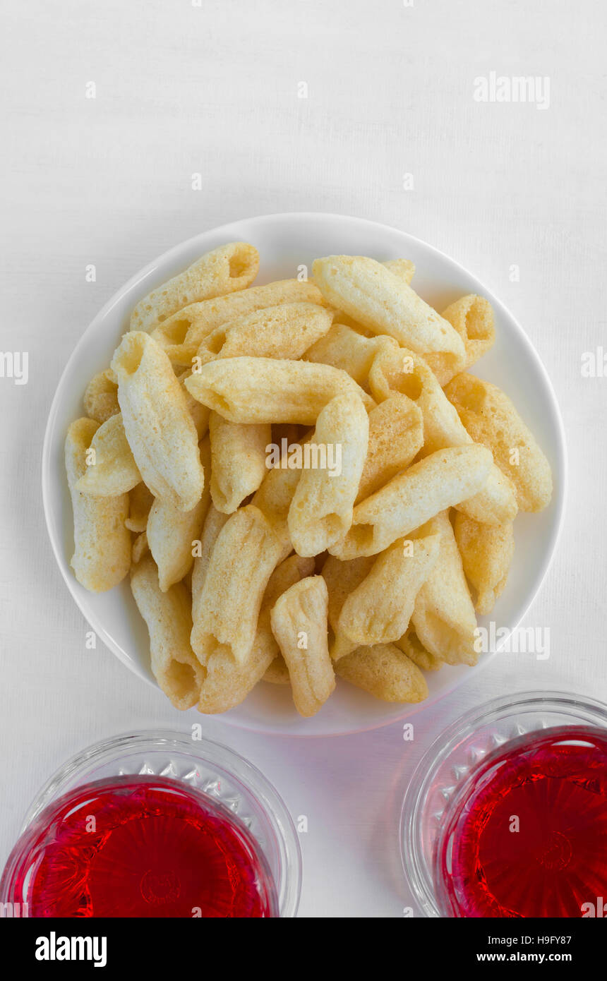 Crispy Snack with Drink for Relaxing Time Stock Photo - Alamy