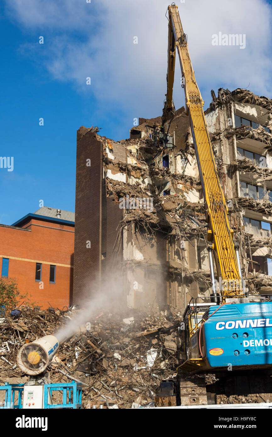 Demolition work with water spray cannon for dust suppression, Telegraph ...