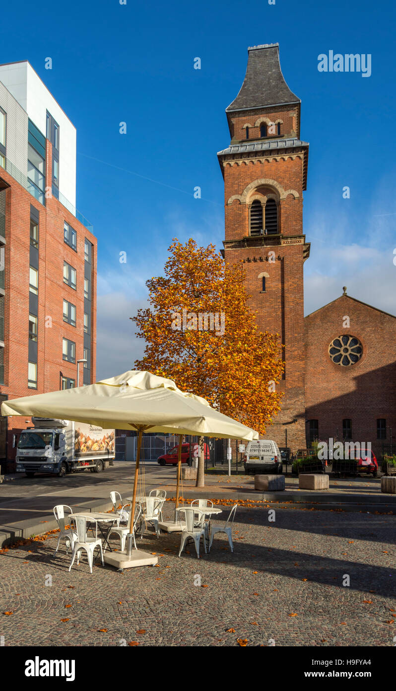 St. Peter's church from Cutting Room Square, Ancoats, Manchester ...