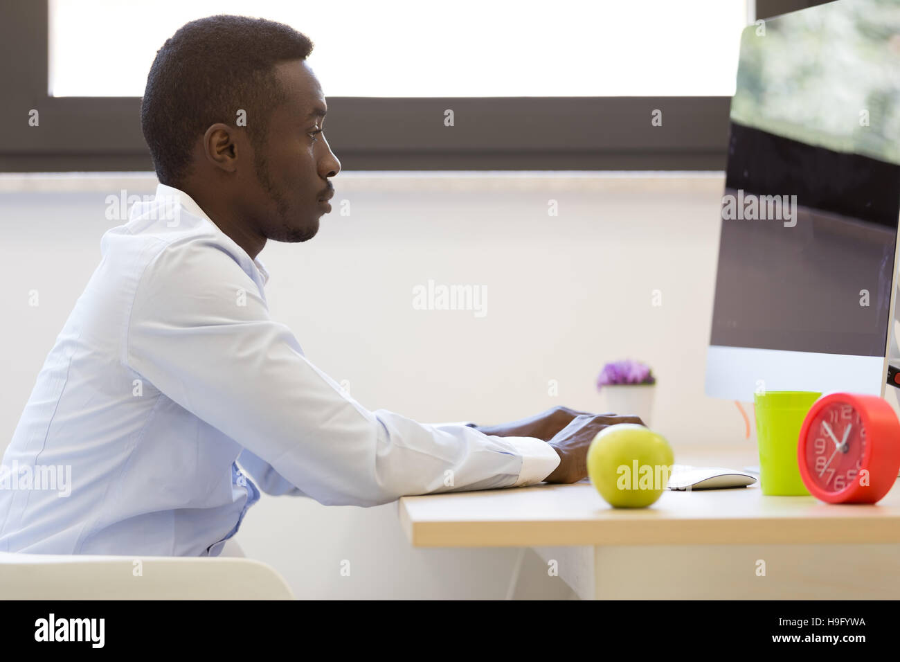 young african american businessman working on laptop computer Stock ...
