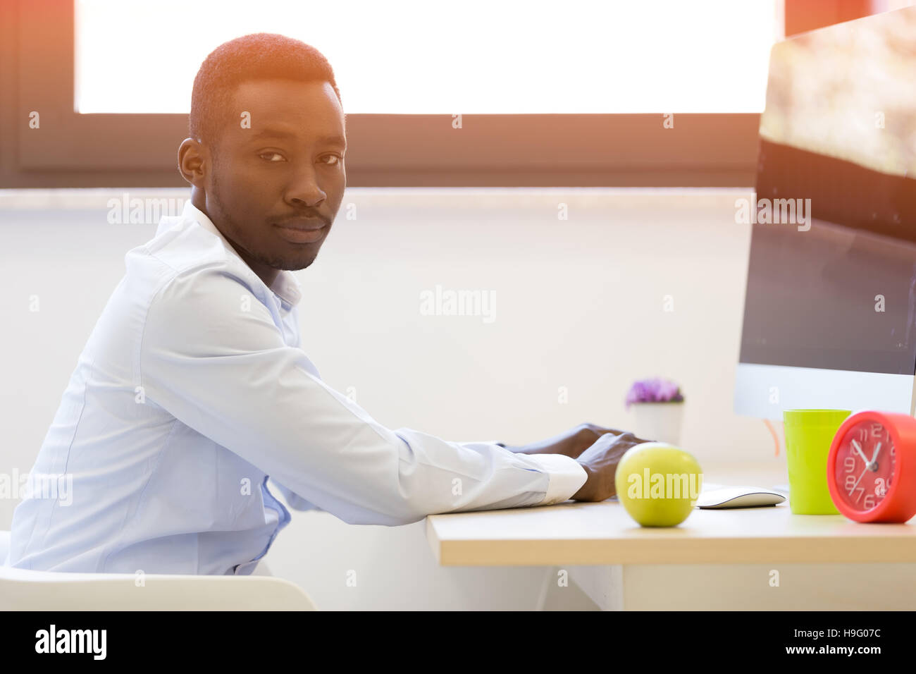 young african american businessman working on laptop computer Stock ...