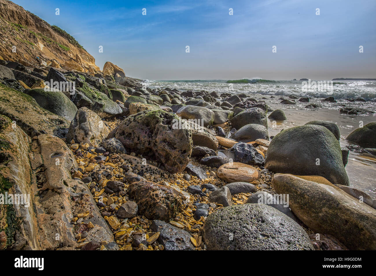 The beautiful waters of the Atlantic ocean with its rocky coastline ...