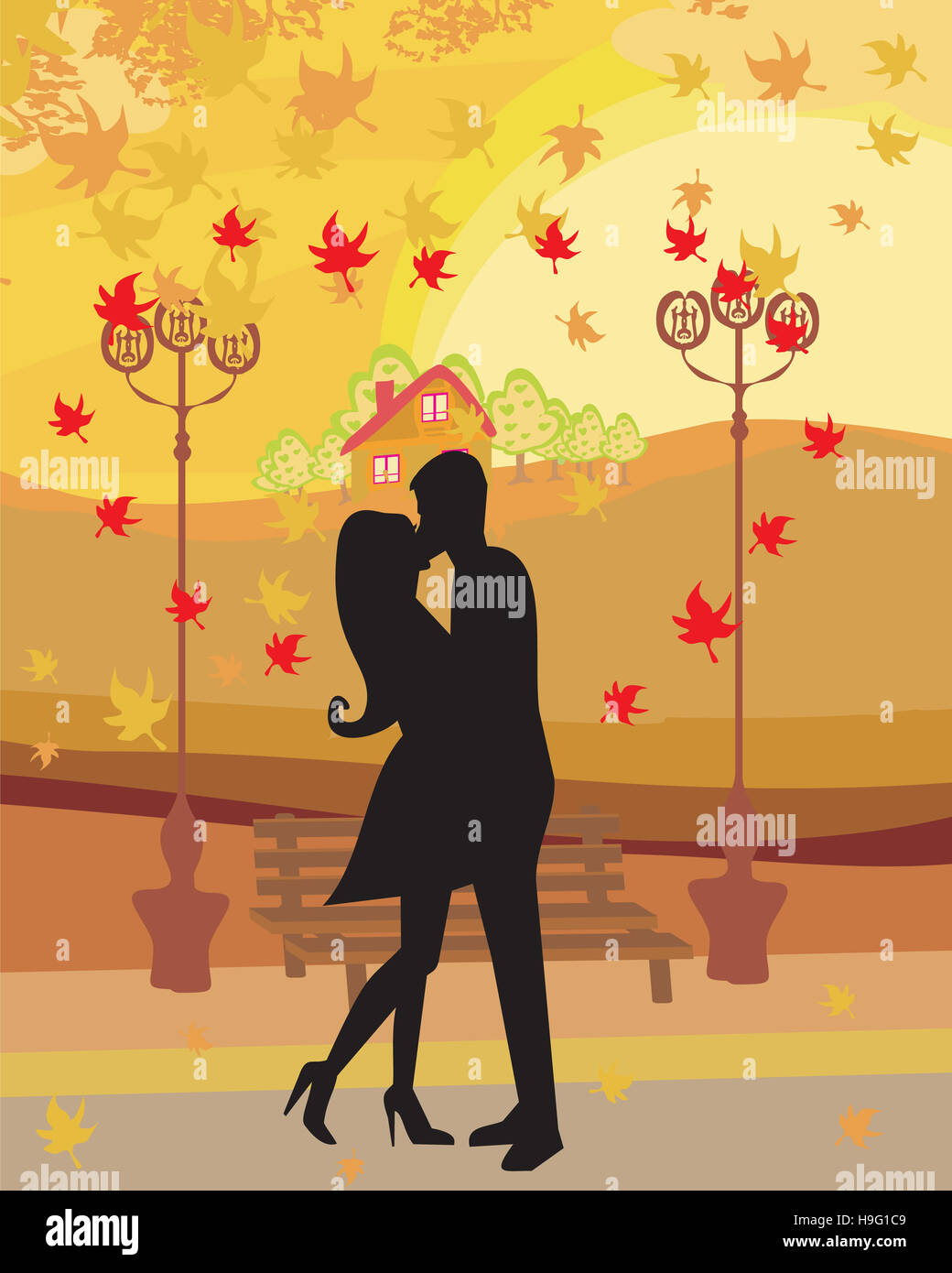 love couple in autumn Stock Photo - Alamy