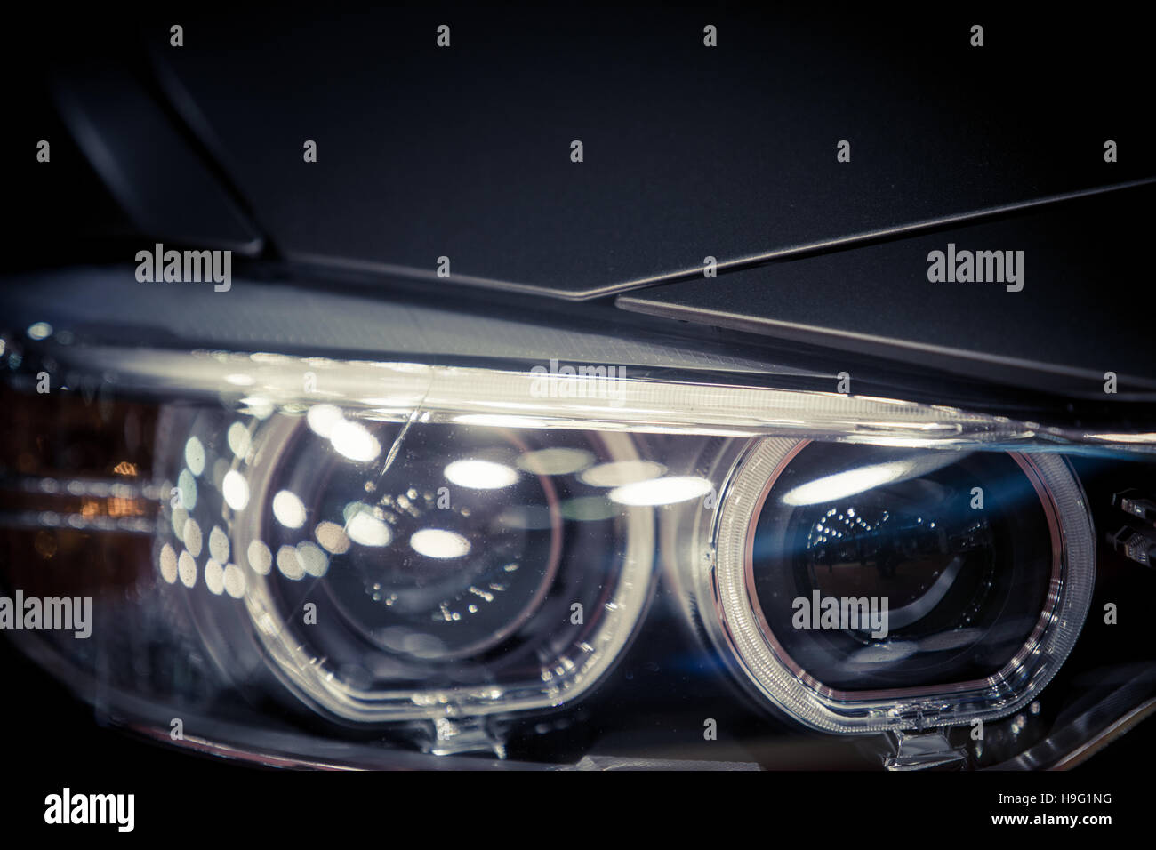 Close up shot of a car's LED headlight Stock Photo - Alamy