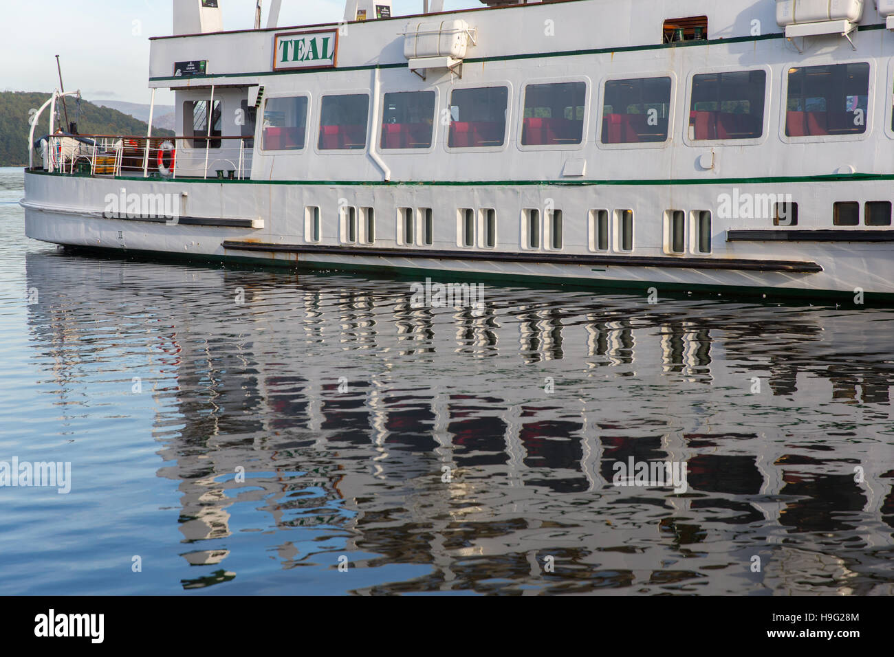 The MV Teal, one of the Windermere Lake Cruisers alongside at Waterhead ...