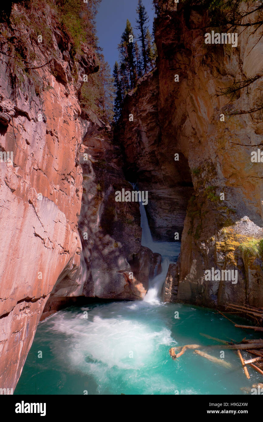 waterfall in a canyon Banff National Park Canada Stock Photo - Alamy