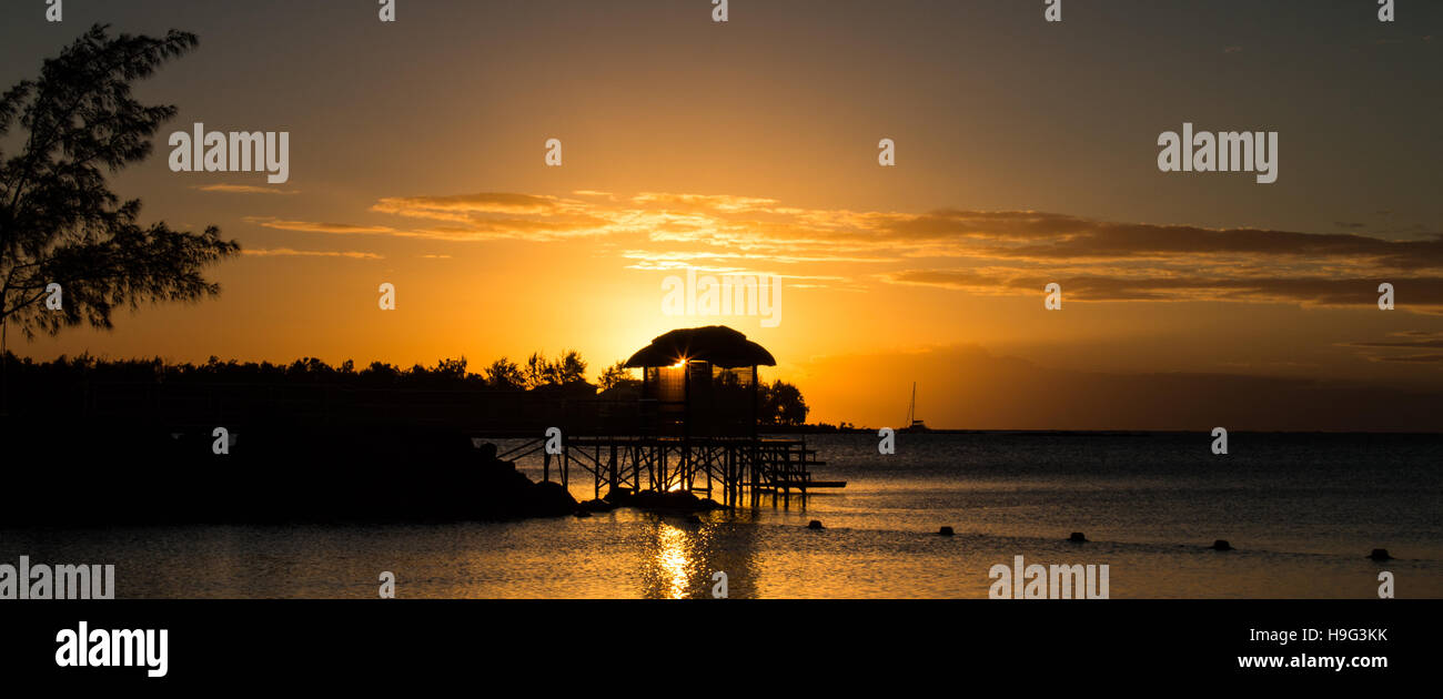 Golden sunset in Mauritius Stock Photo - Alamy
