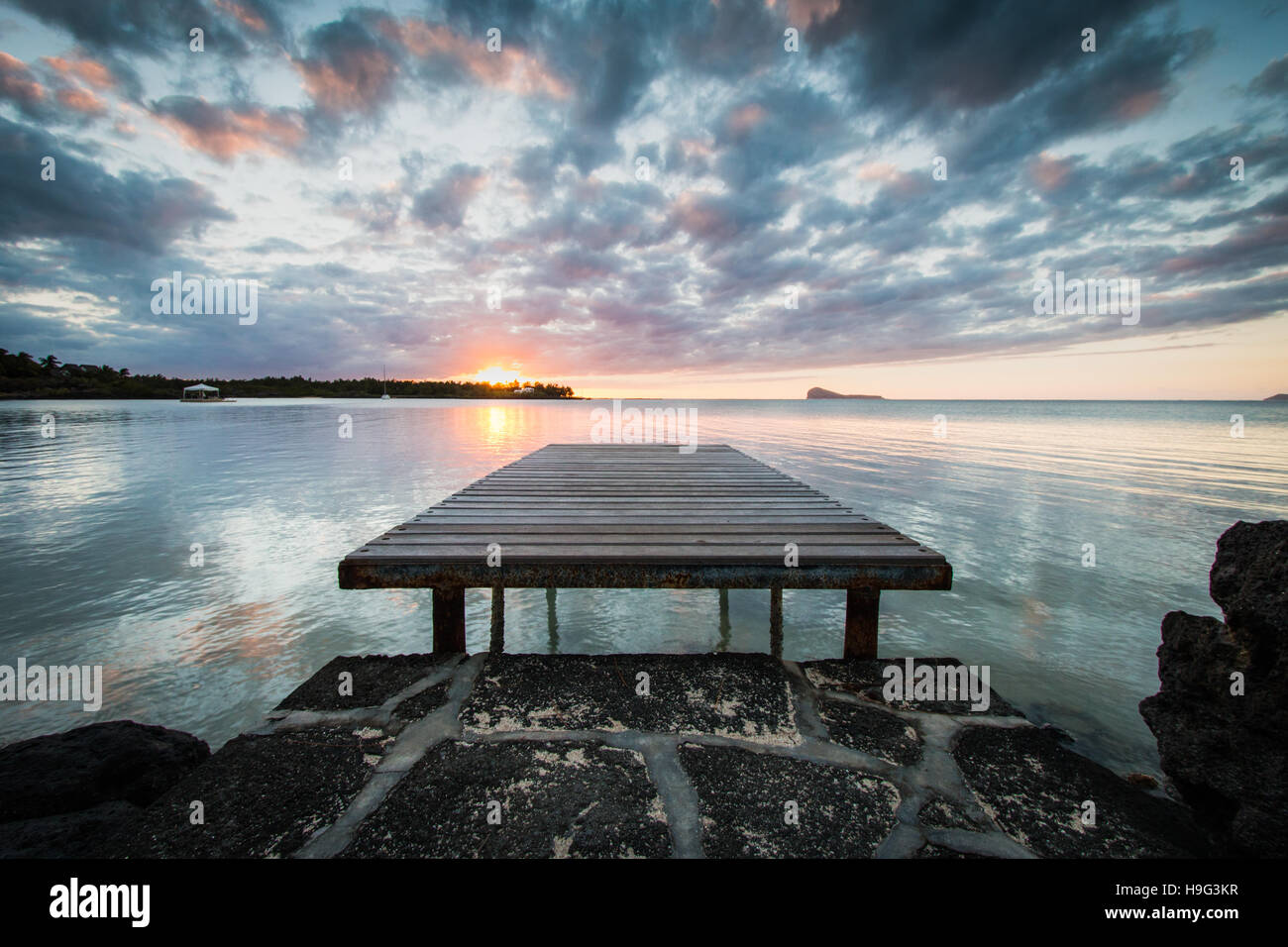 Sunset in Mauritius Stock Photo - Alamy