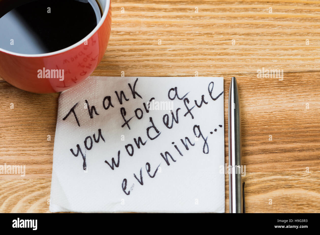 Romantic message written on napkin Stock Photo - Alamy