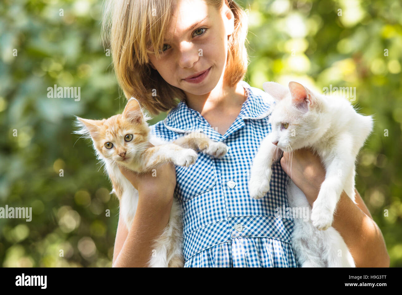 Cute kittens child kid girl kitten kittens cat cats hi-res stock ...