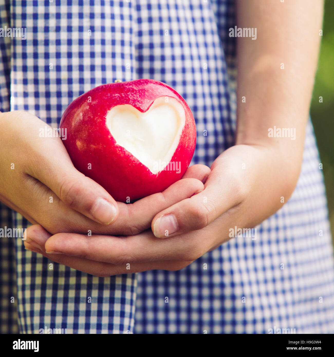 Red apple with heart shape Stock Photo - Alamy