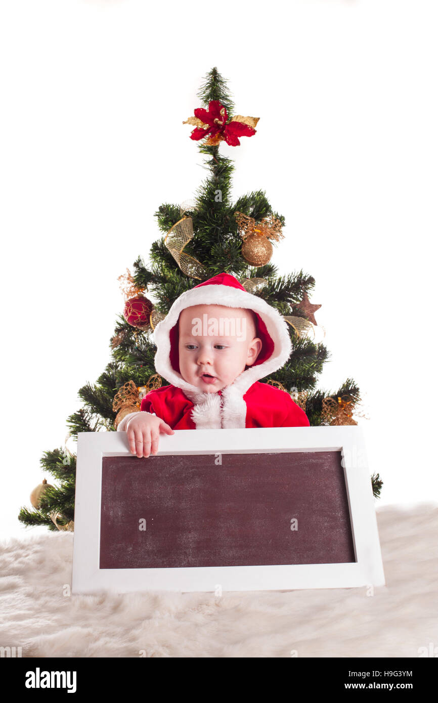 Santa and chalkboard Stock Photo - Alamy