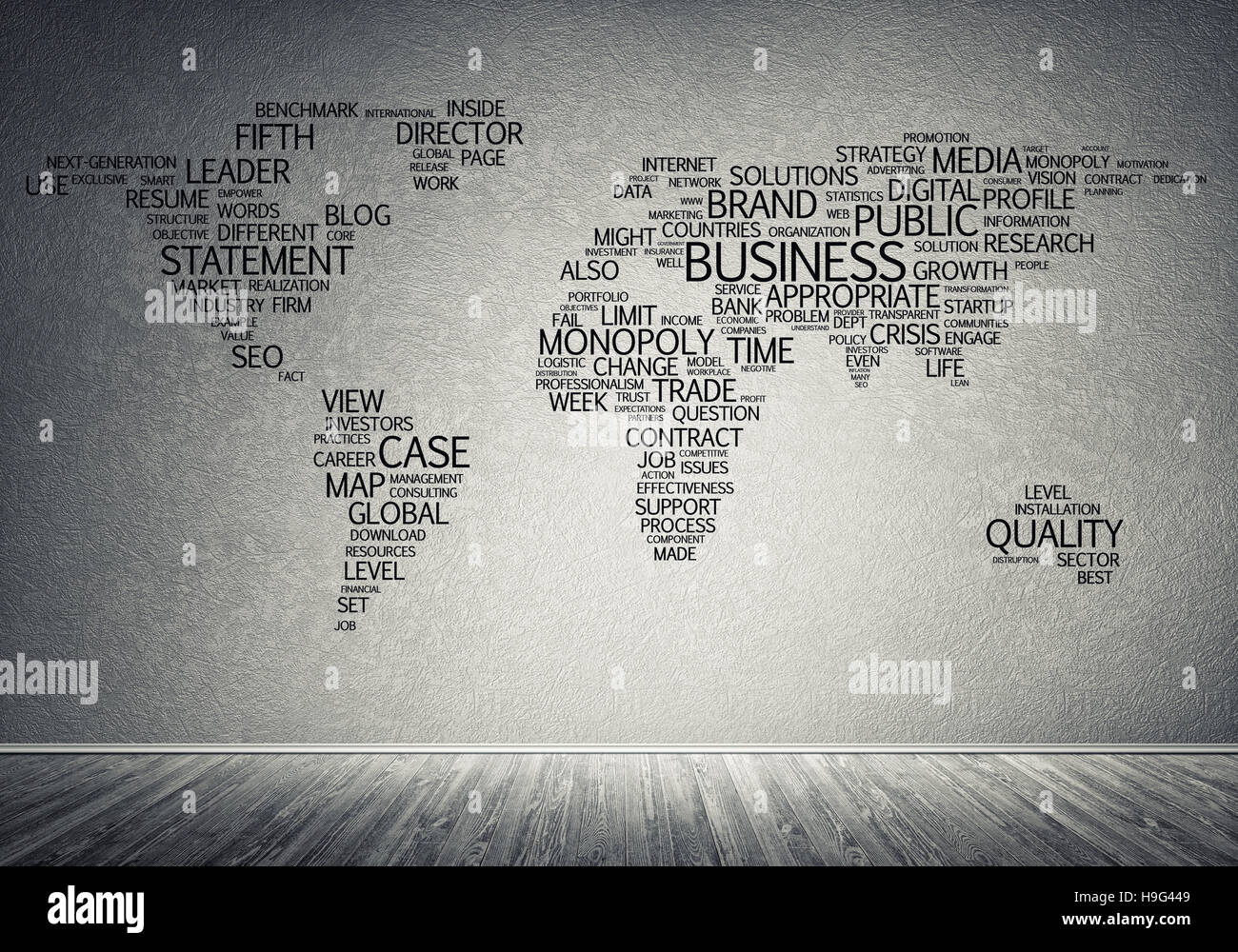 World map in typography Stock Photo - Alamy