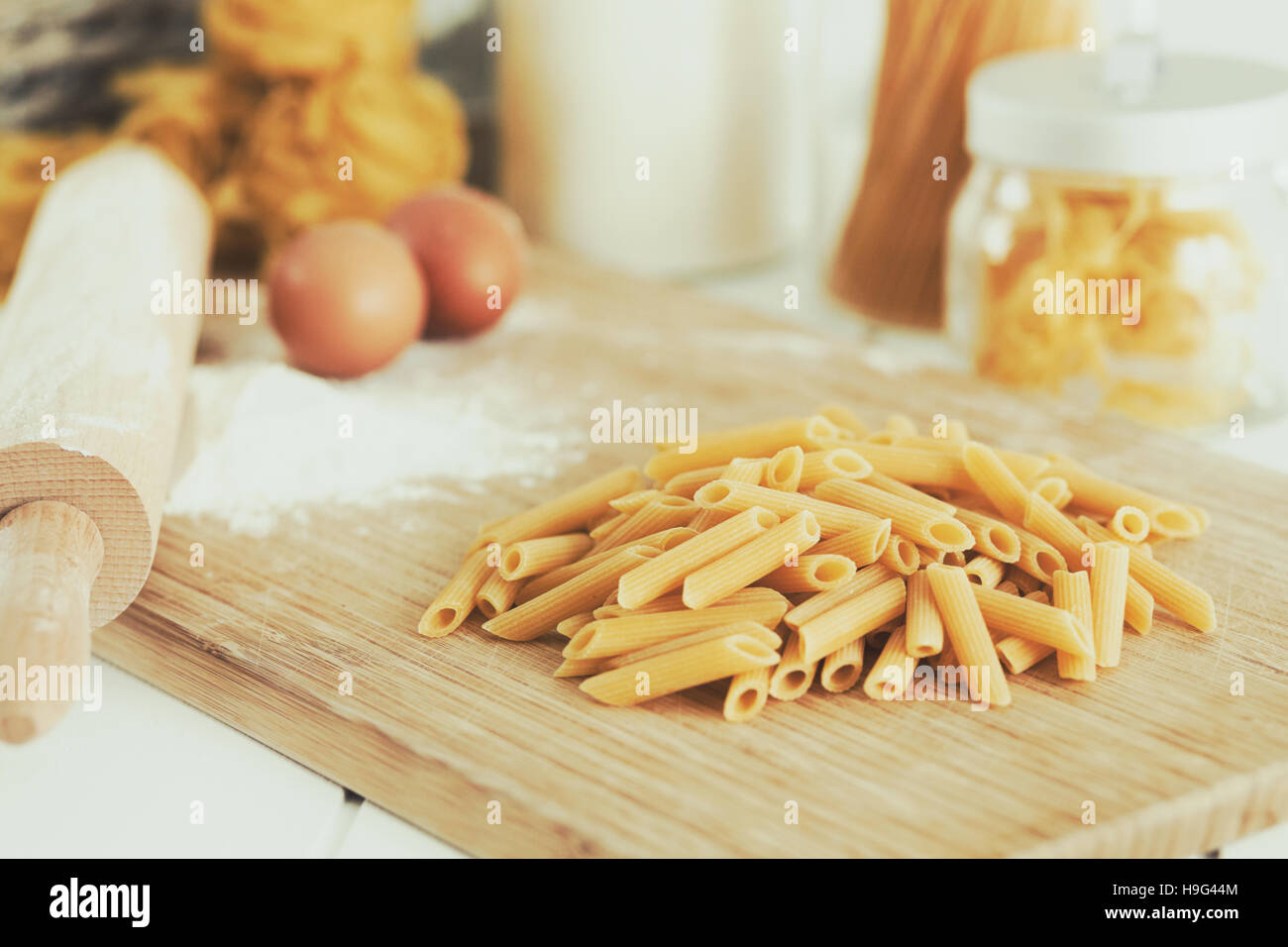 Making homemade pasta penne Stock Photo - Alamy