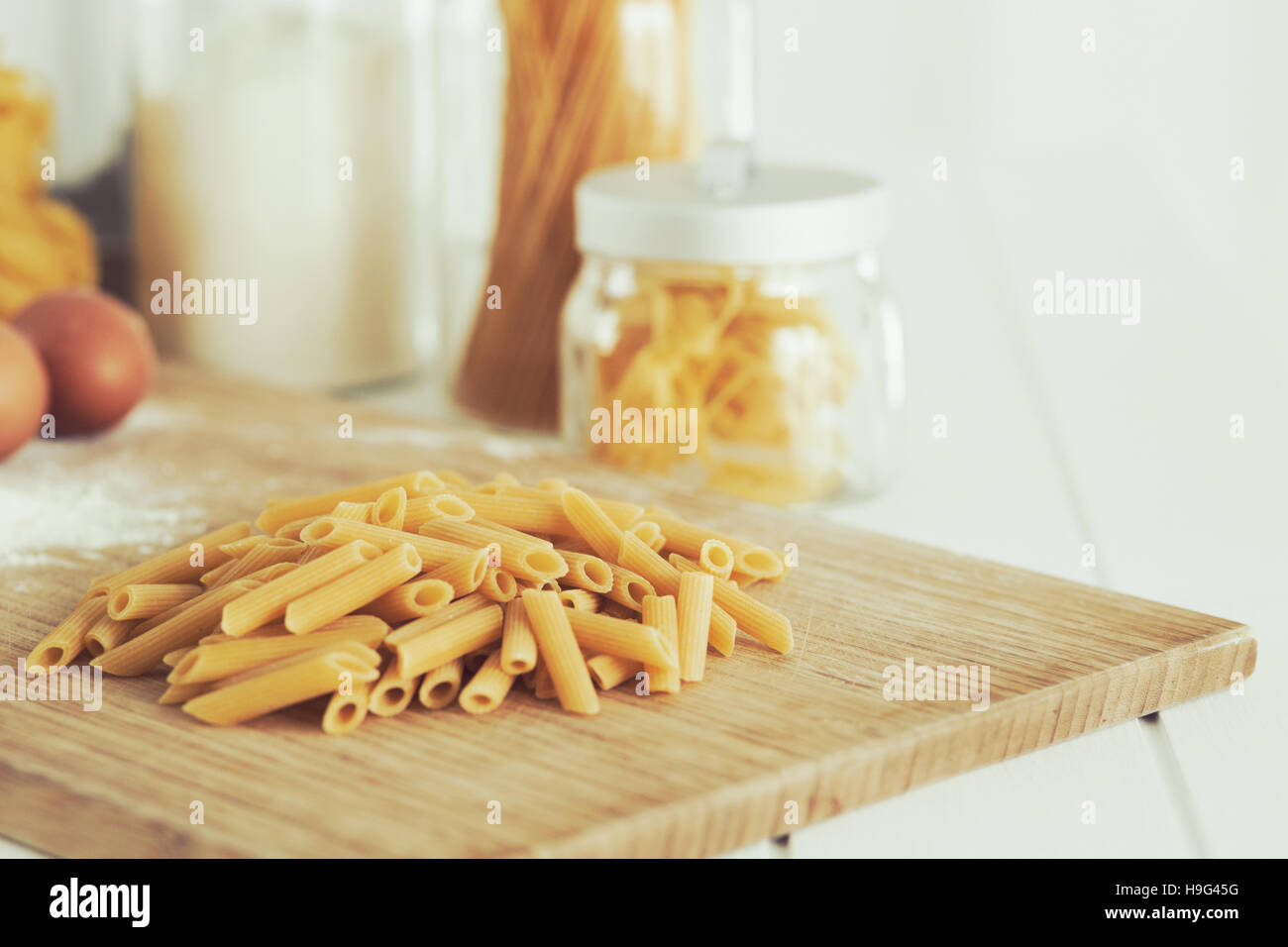 Making homemade pasta penne Stock Photo - Alamy
