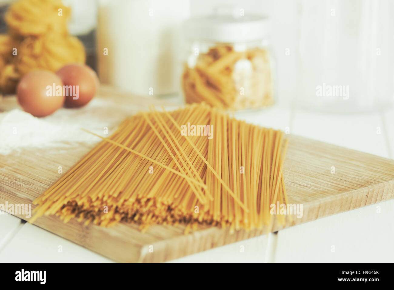 Making homemade pasta spaghetti Stock Photo - Alamy