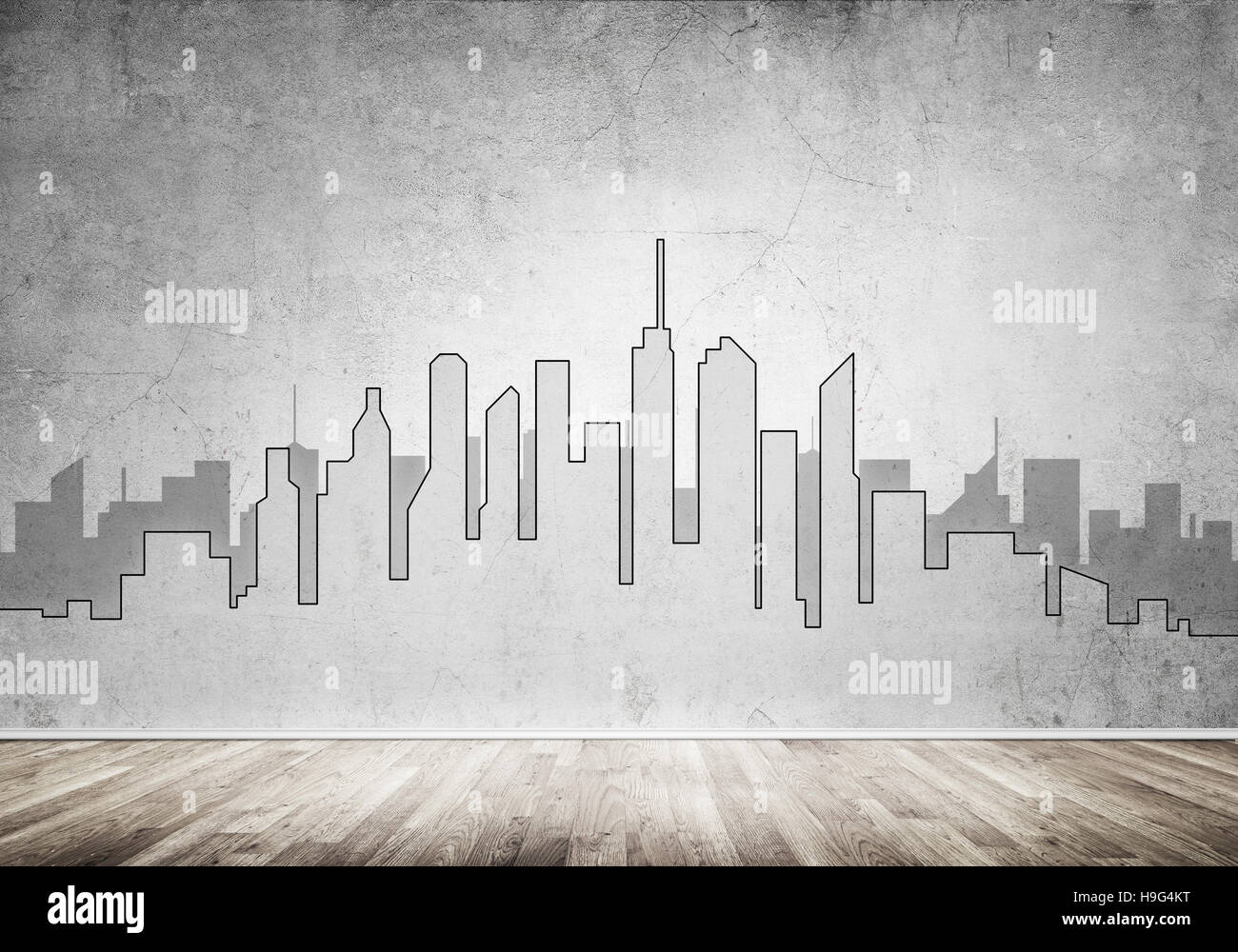 City design on wall Stock Photo - Alamy