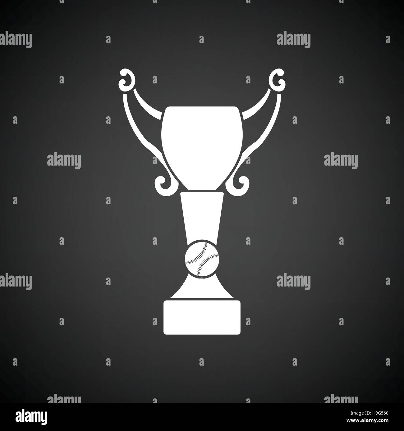 Baseball cup icon. Black background with white. Vector illustration ...