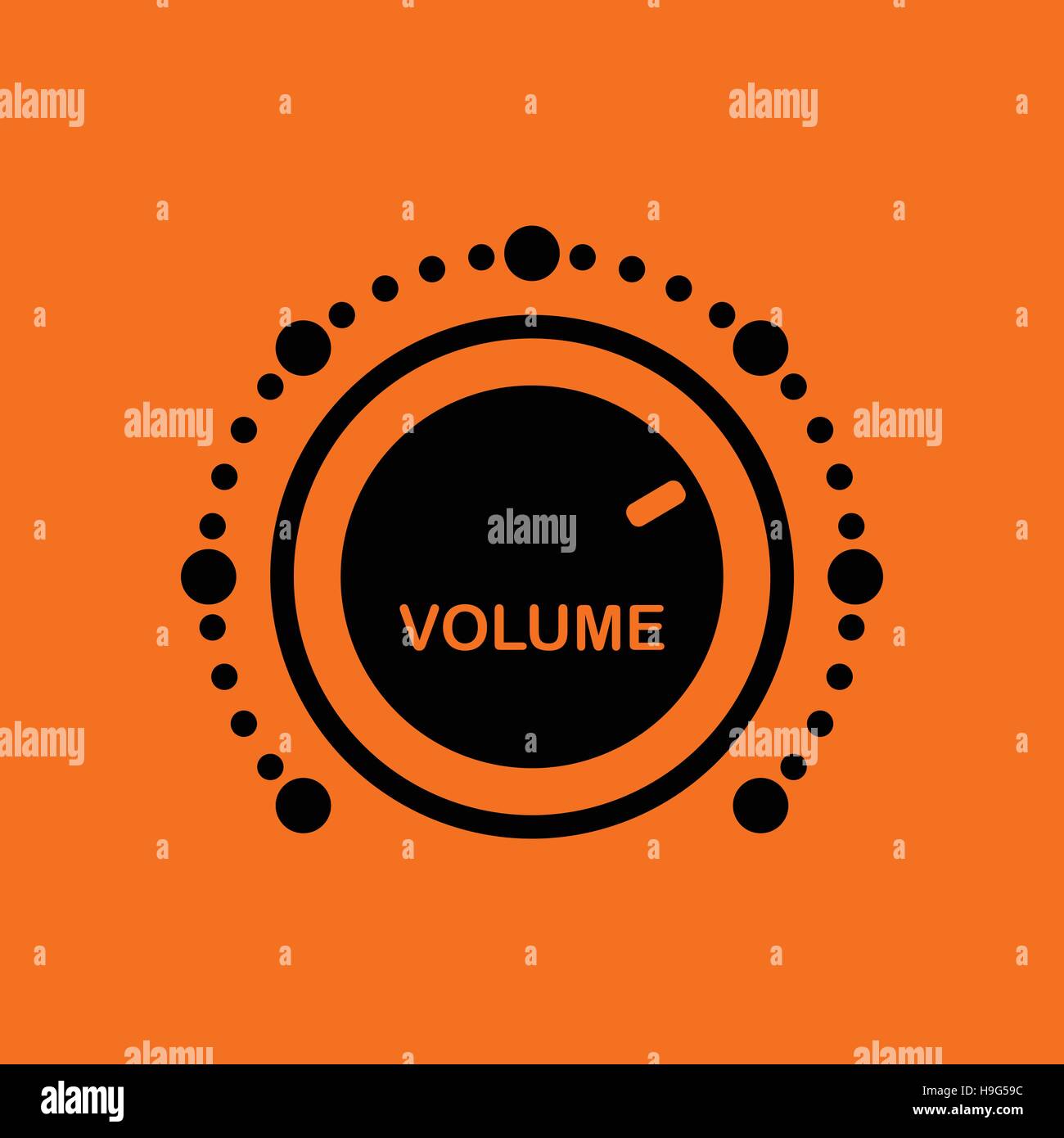 Volume control icon. Orange background with black. Vector illustration ...
