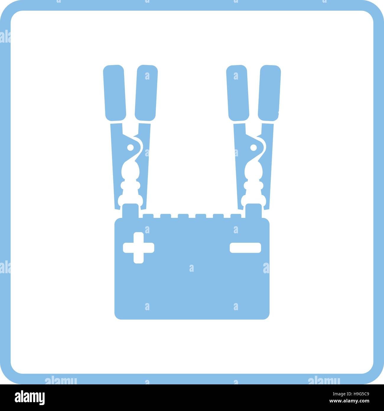 Car battery charge icon. Blue frame design. Vector illustration Stock ...