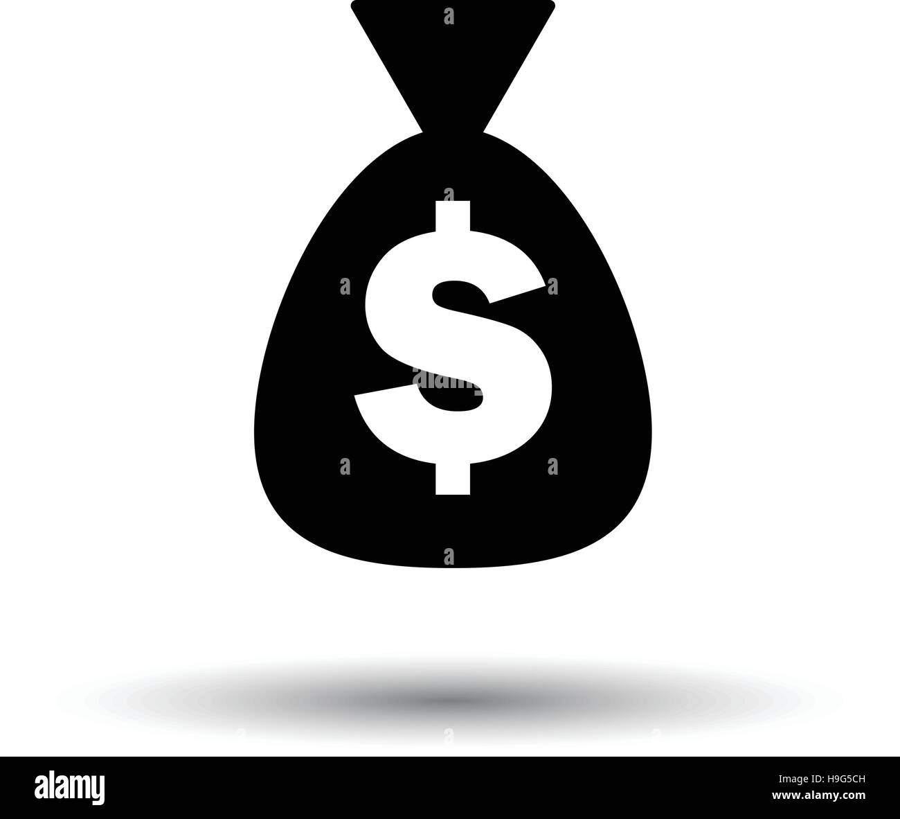 Money bag icon. White background with shadow design. Vector ...