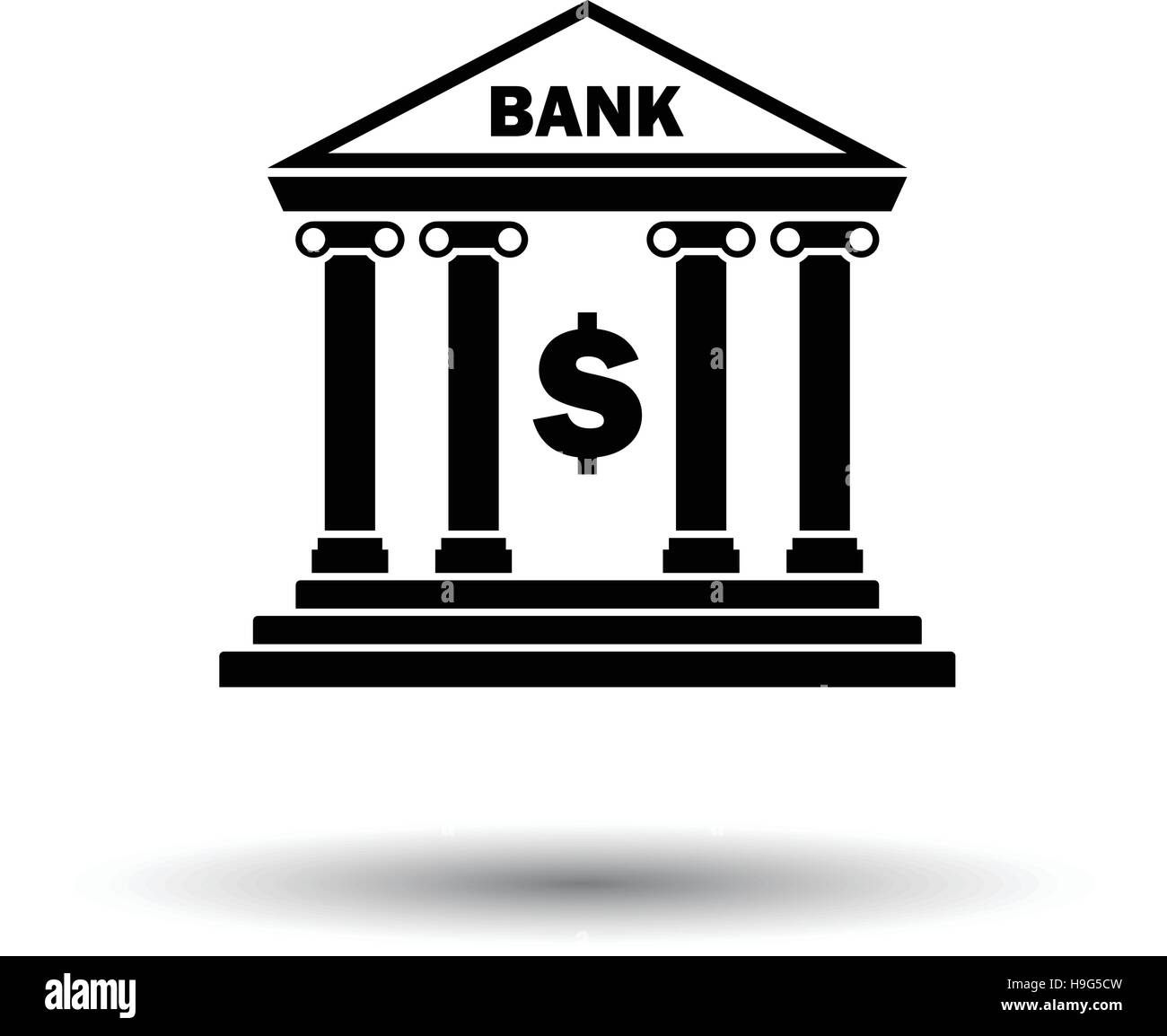 Bank icon. White background with shadow design. Vector illustration ...