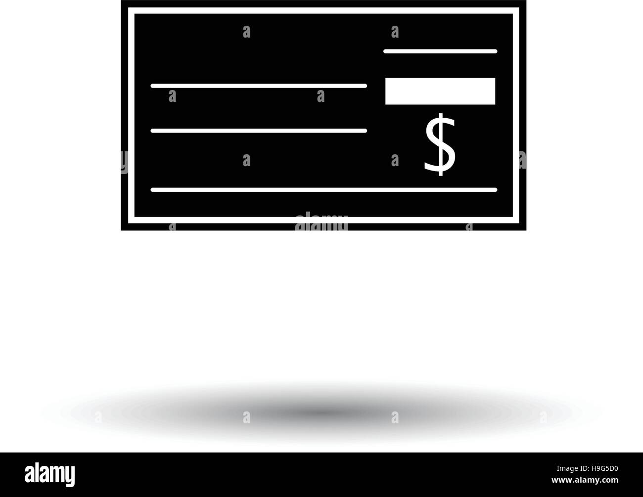 Bank check icon. White background with shadow design. Vector ...