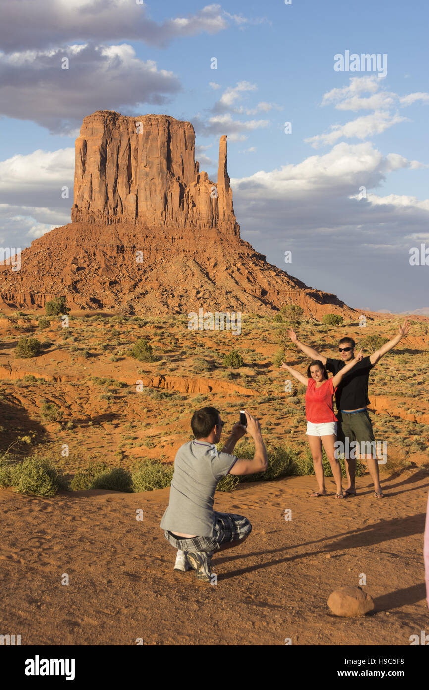 Arizona-Utah, Monument Valley Navajo Tribal Park, The Mittens Stock ...