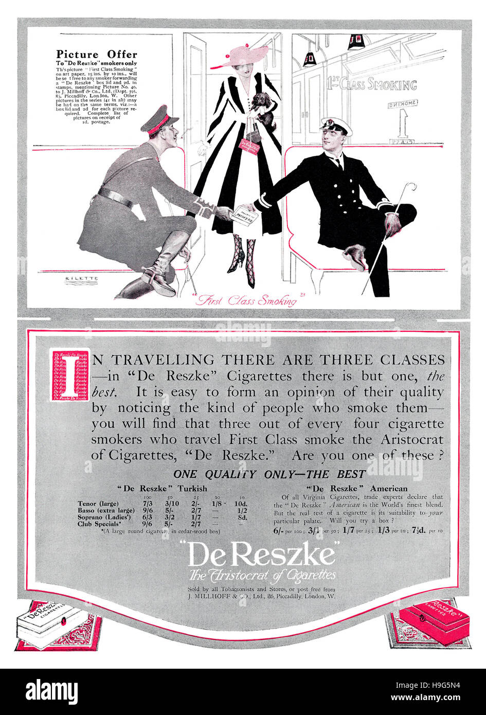 1916 British advertisement for De Reszke Cigarettes Stock Photo - Alamy