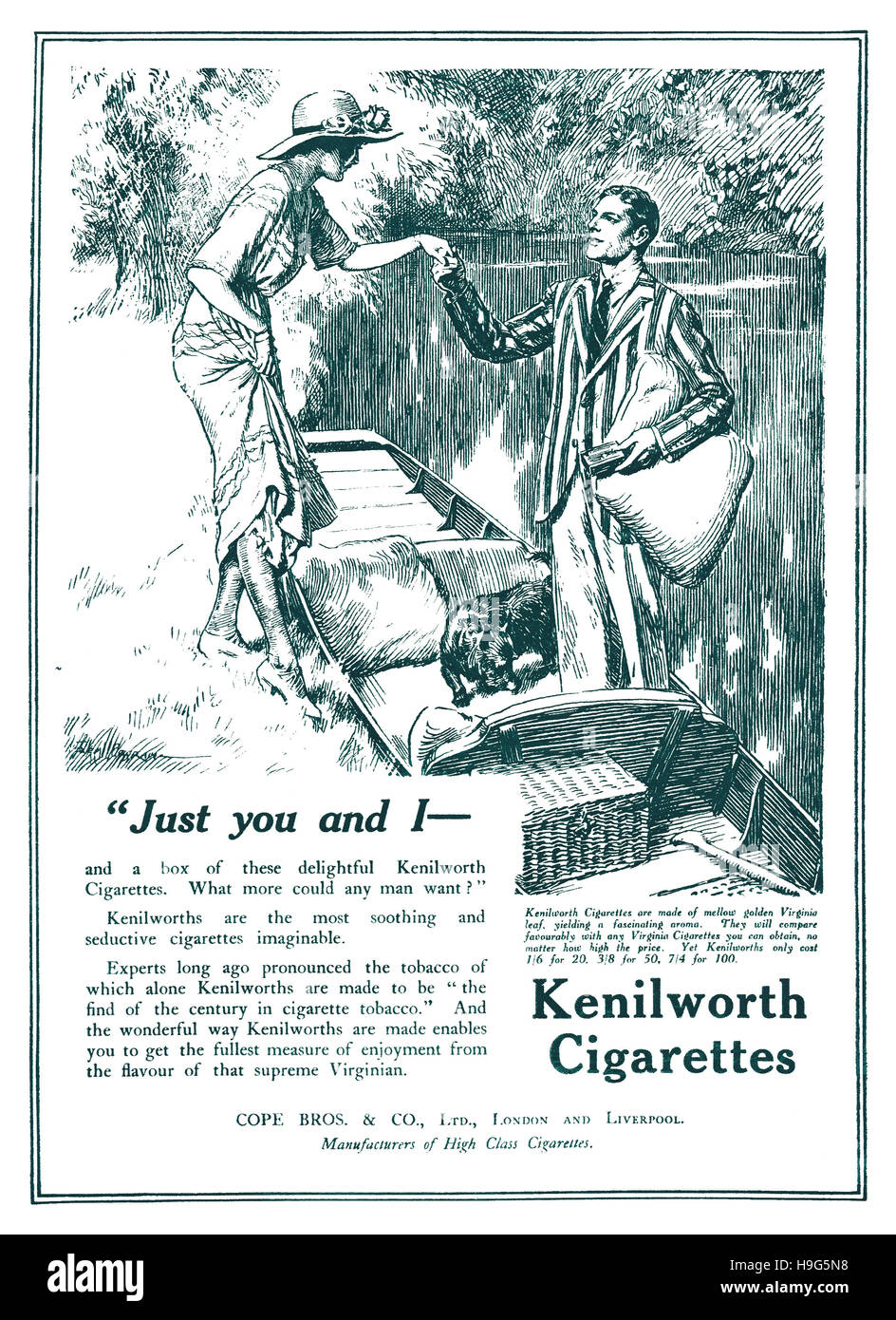 1920 British advertisement for Kenilworth Cigarettes Stock Photo - Alamy