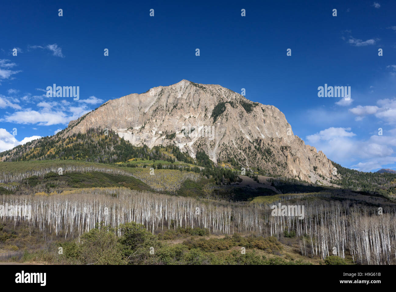 Mountain peak with snow on the peak in Gunnison, Colorado, USA Stock ...