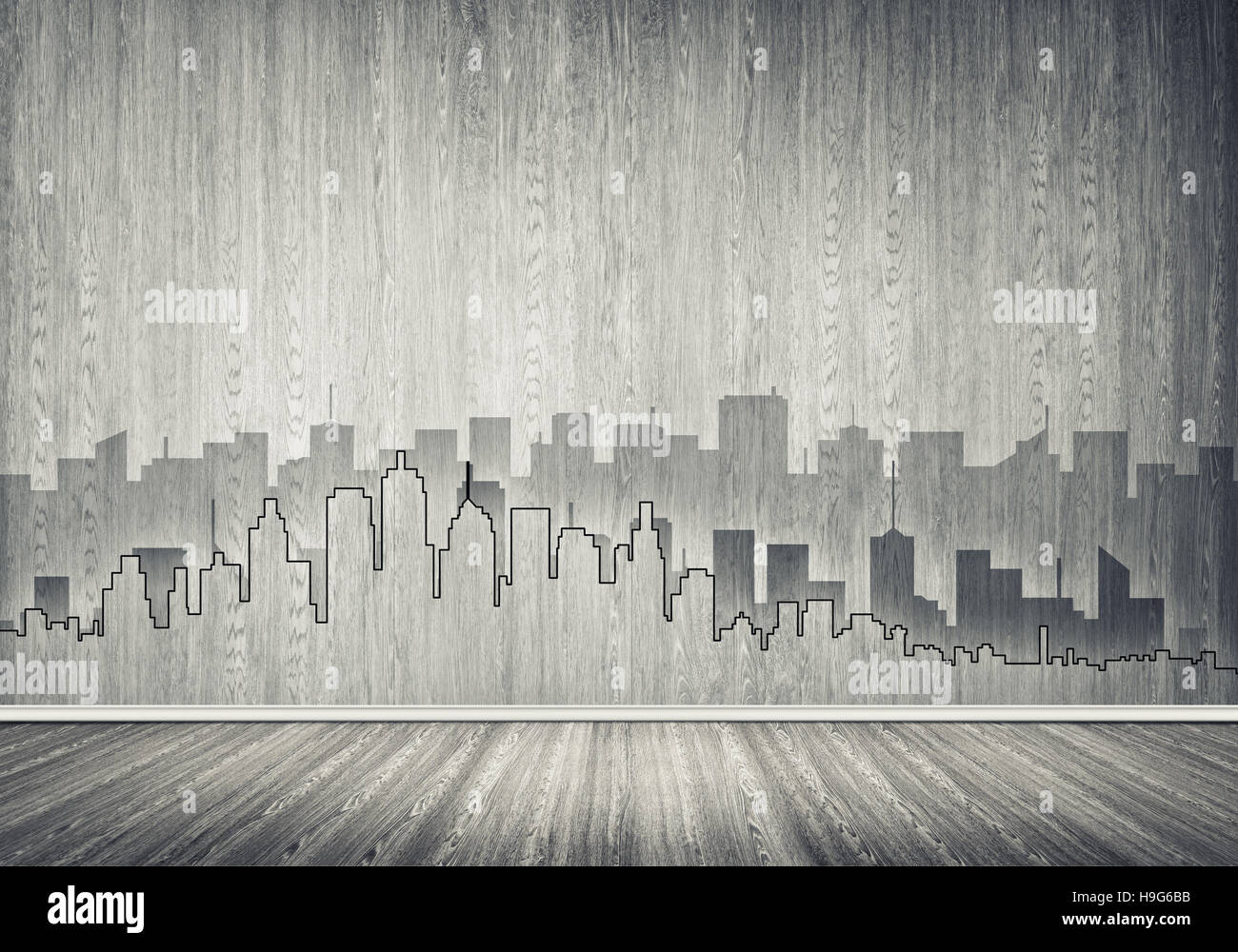 City design on wall Stock Photo - Alamy