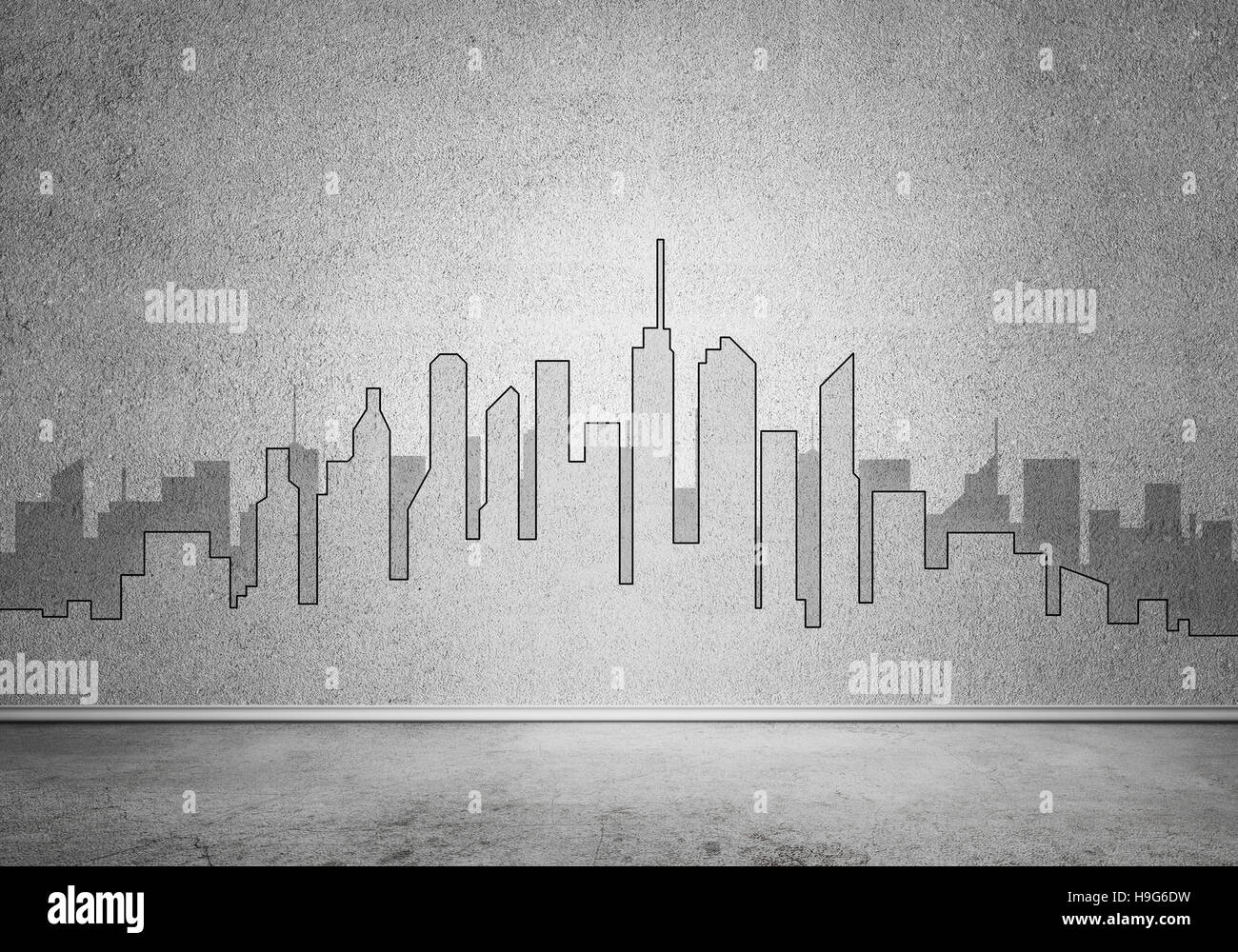 City design on wall Stock Photo - Alamy