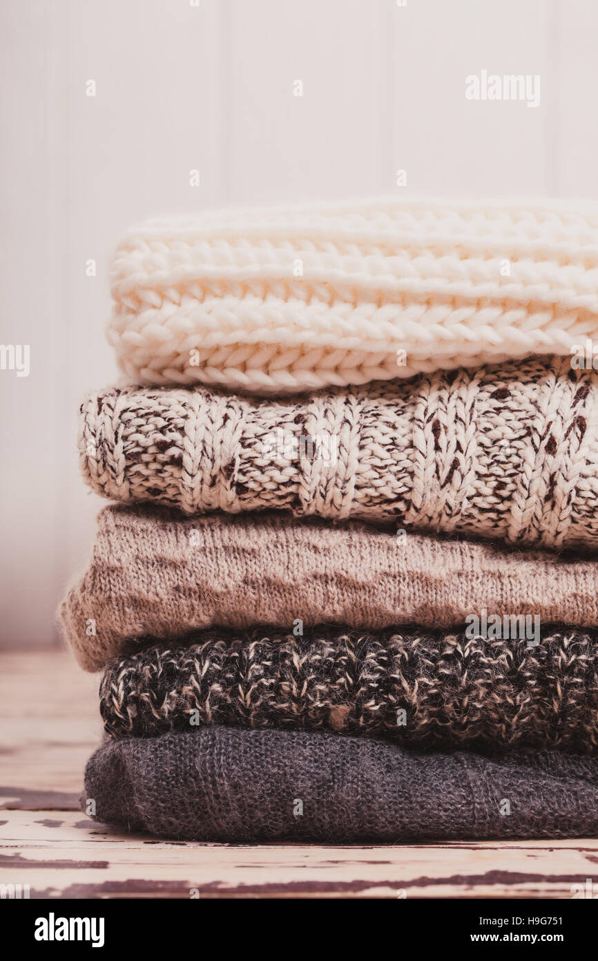 Collection of woolen clothes Stock Photo - Alamy