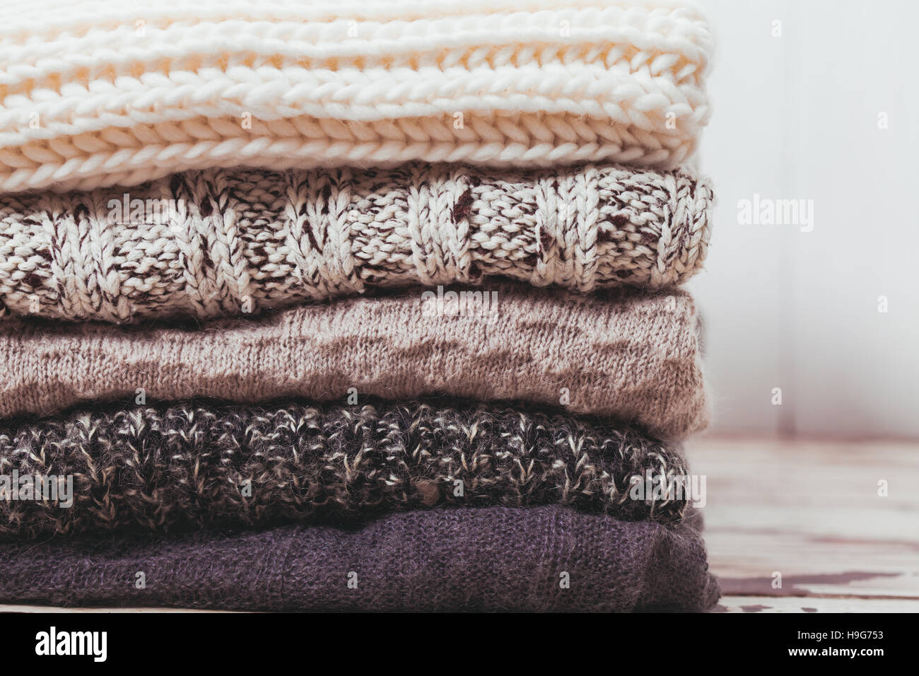 Collection of woolen clothes Stock Photo - Alamy