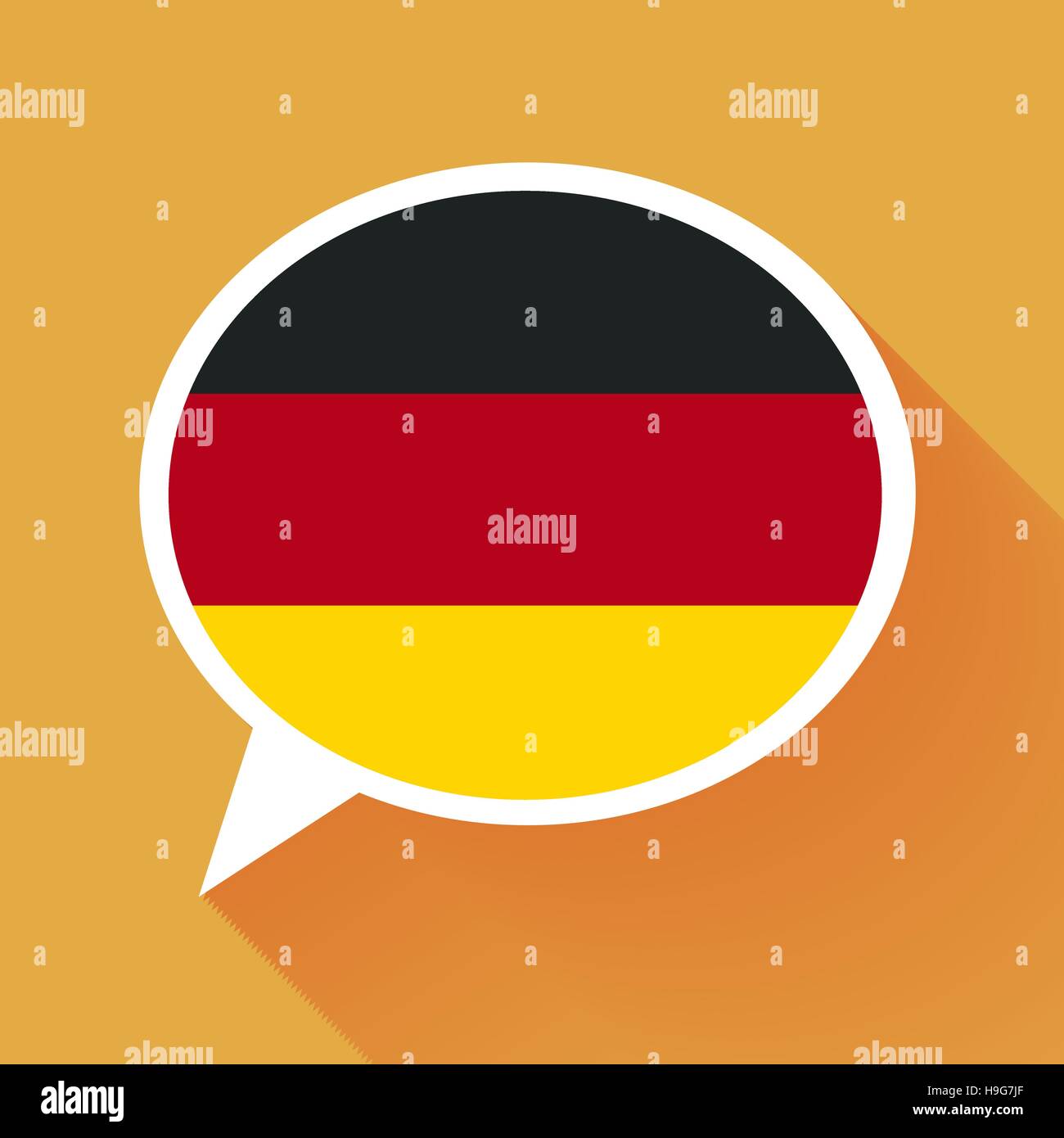 White speech bubble with Germany flag and long shadow on orange ...