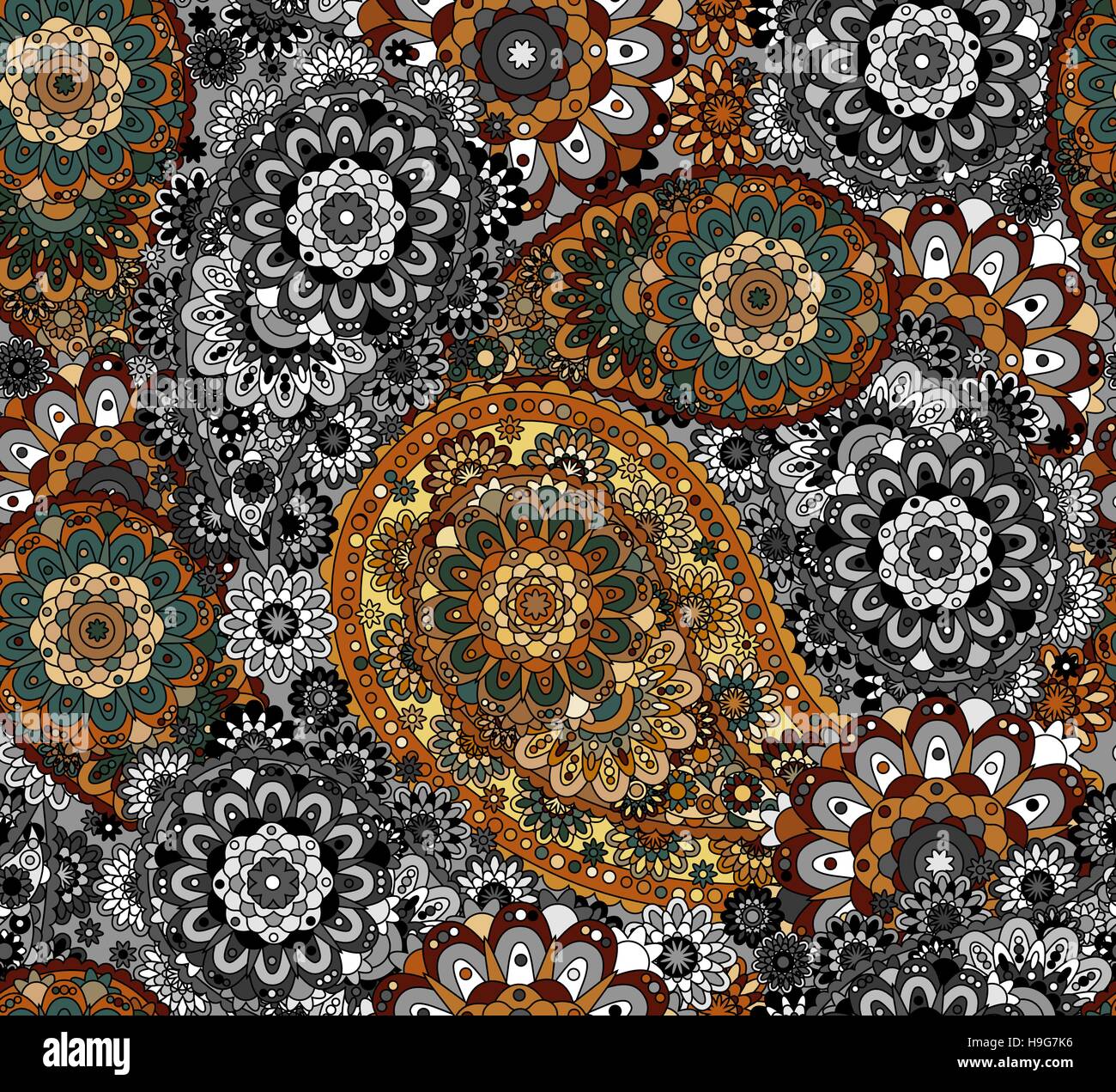 Paisley floral seamless pattern. Paisley colorful background Stock ...