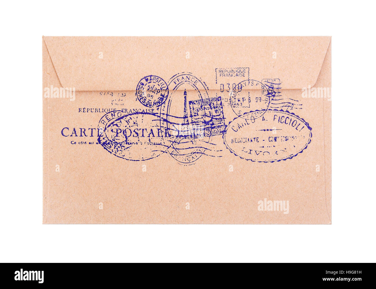 Post envelope on a white background Stock Photo - Alamy