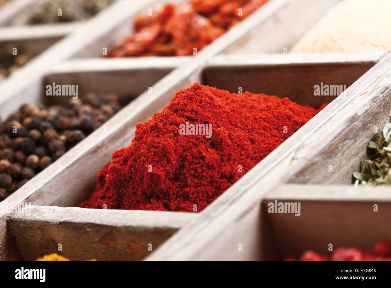 Spices in a case, bell pepper Stock Photo - Alamy